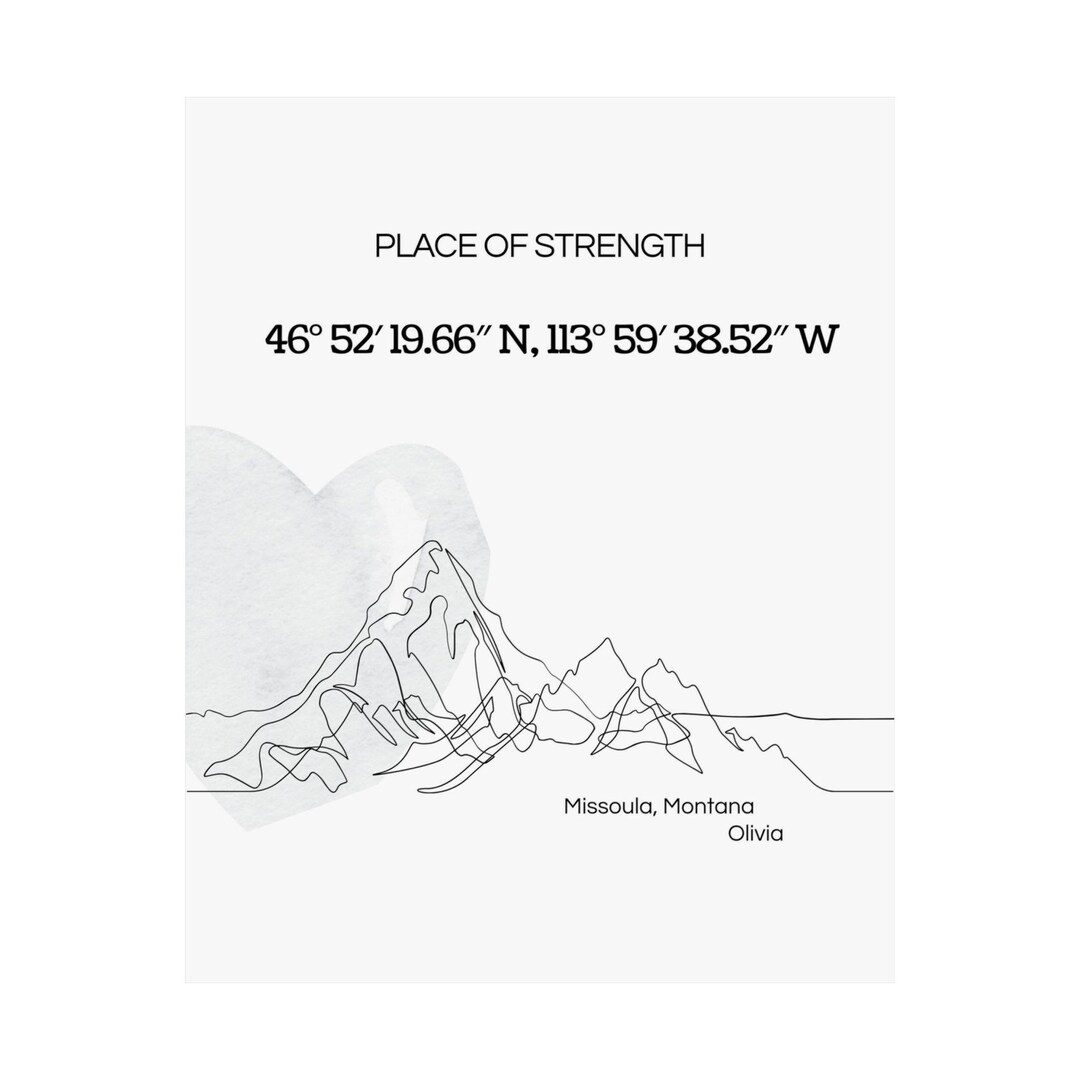 Place of Strength Coordinates Poster | Personalized Mountain Wall Art ...