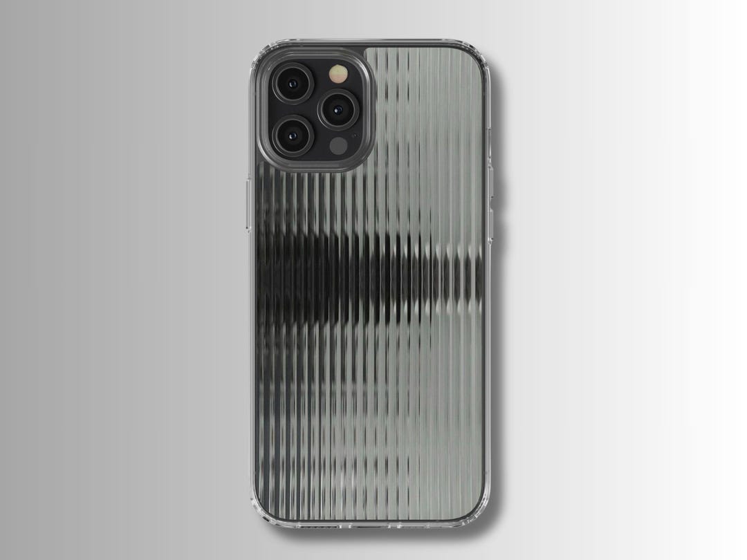 Smoked Silver Ribbed Minimal Vertical Stripe Phone Case for iPhone 17 ...