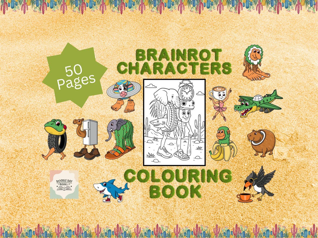 Italian Brainrot Characters Coloring Book | 50 Easy Coloring Pages | A4 ...
