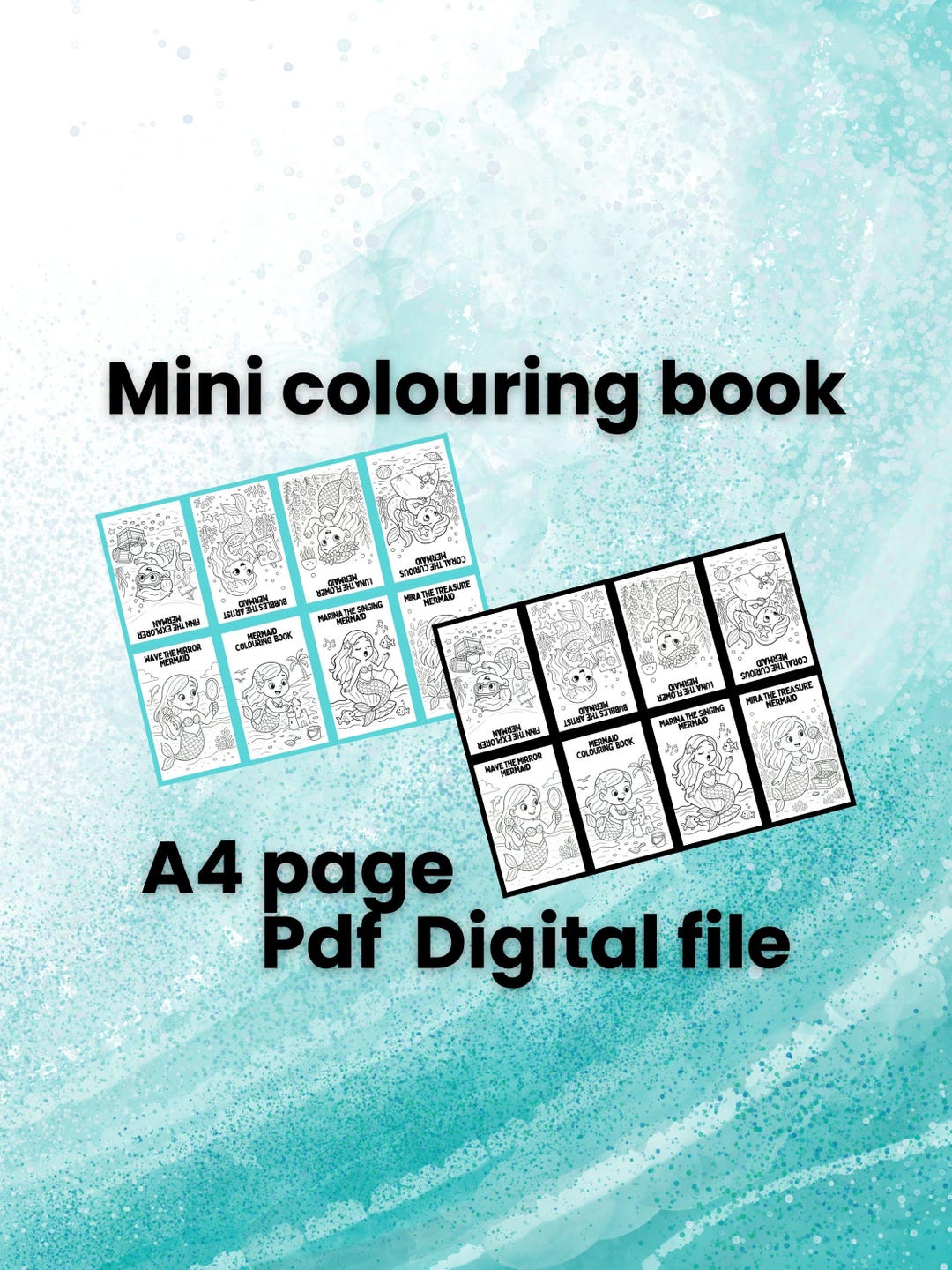Mini Mermaid Coloring Book | Printable A4 Foldable Booklet for Kids - Etsy