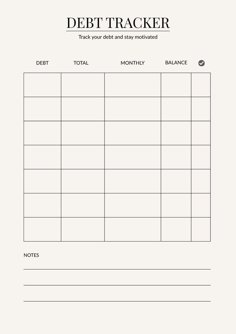 Minimalist Debt Tracker Printable | A4 Debt Payoff Planner (digital ...