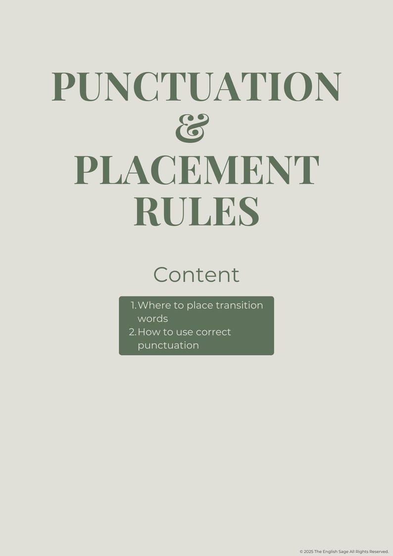 Punctuation Rules for Transition Words | Academic Grammar Guide | Essay ...