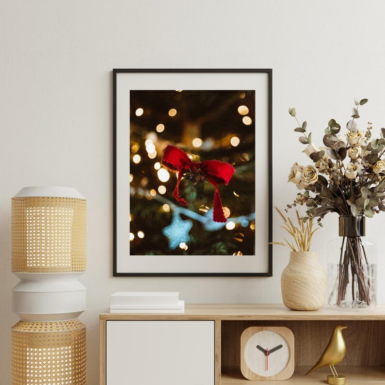 Christmas Tree Red Bow Photograph | Holiday Home Decor (instant ...