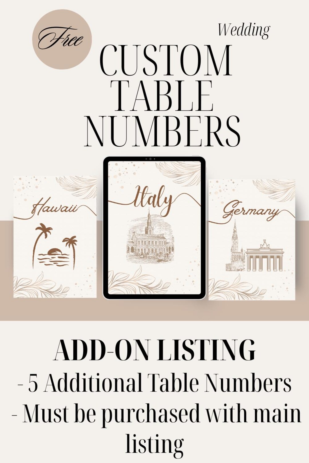Add-on: 5 Additional Custom Travel Table Numbers | Wedding Seating ...