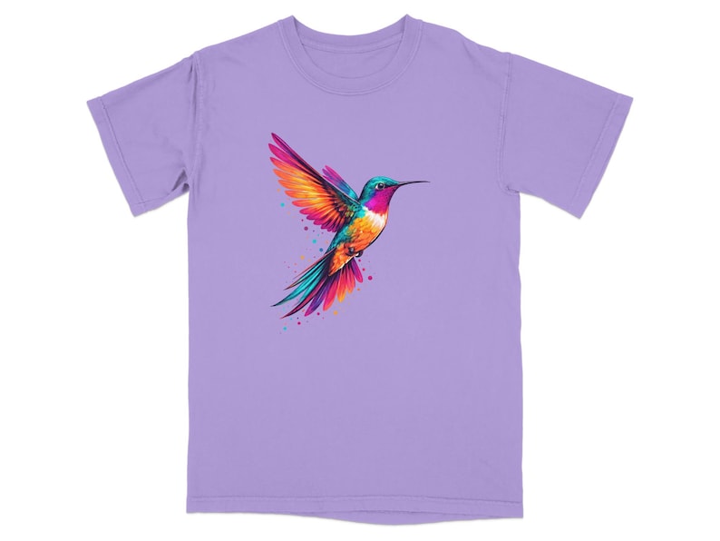 Vibrant Hummingbird T-shirt, Watercolor Splatter Bird Art Top - Etsy UK