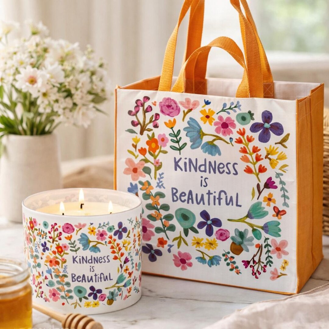 Floral Kindness is Candle and Tote Bag Set - Etsy