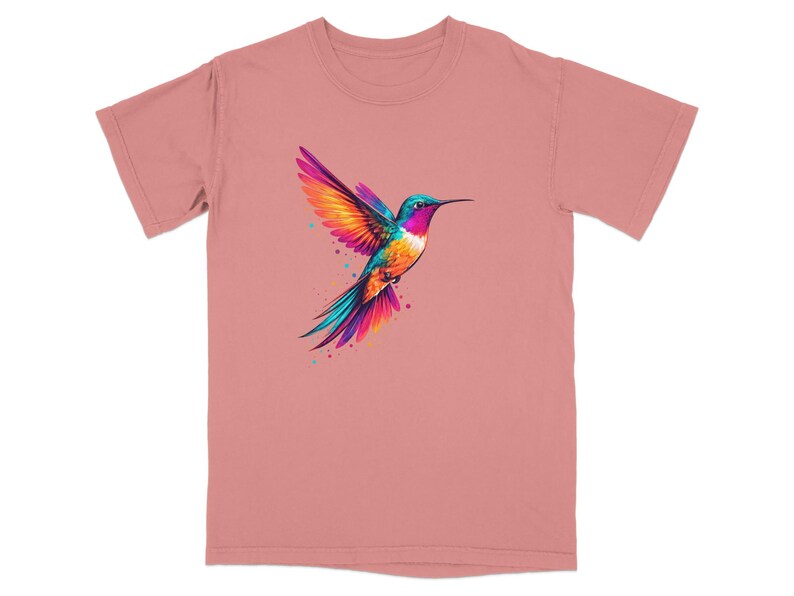 Vibrant Hummingbird T-shirt, Watercolor Splatter Bird Art Top - Etsy UK
