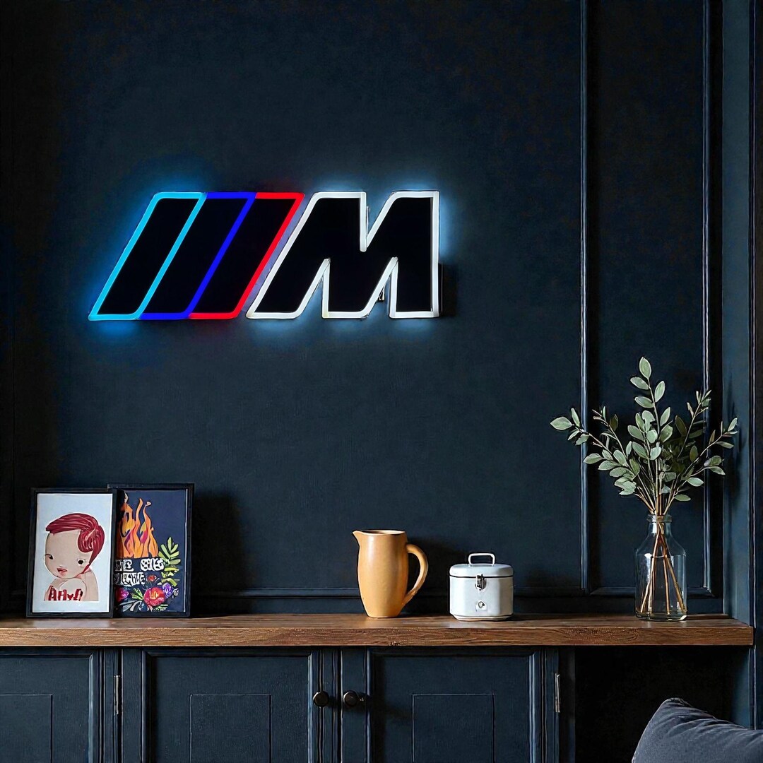 BMW Neon Sign, Custom Design Illuminated BMW M Power Neon Sign, Garage ...