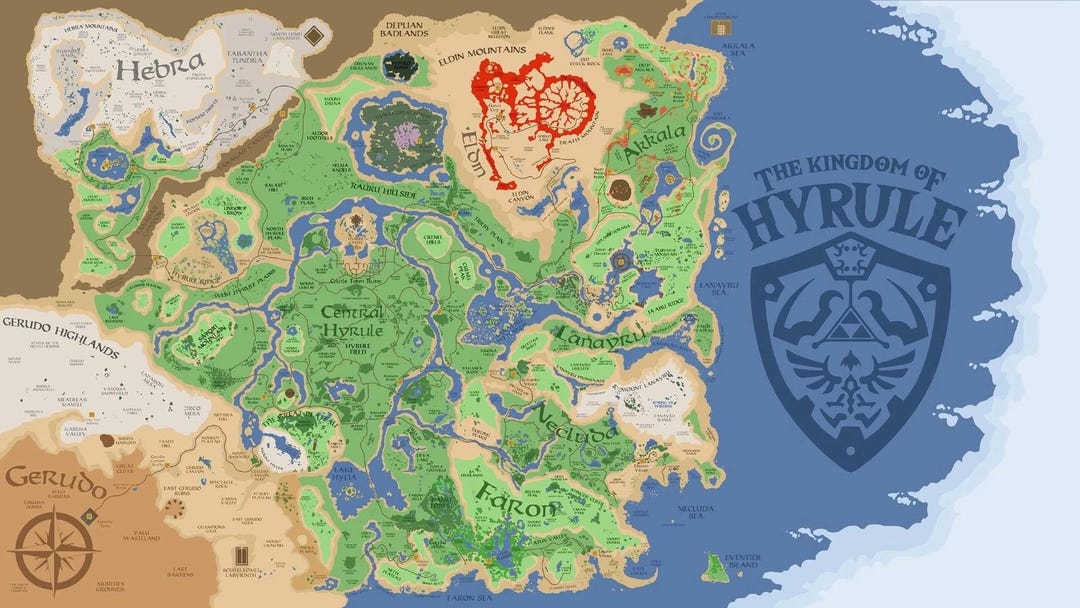 The Legend of Zelda Map of Hyrule Poster - Etsy UK