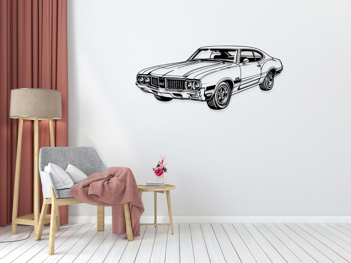 Oldsmobile 442 Metal Wall Art : Classic Car Silhouette Decor - Etsy