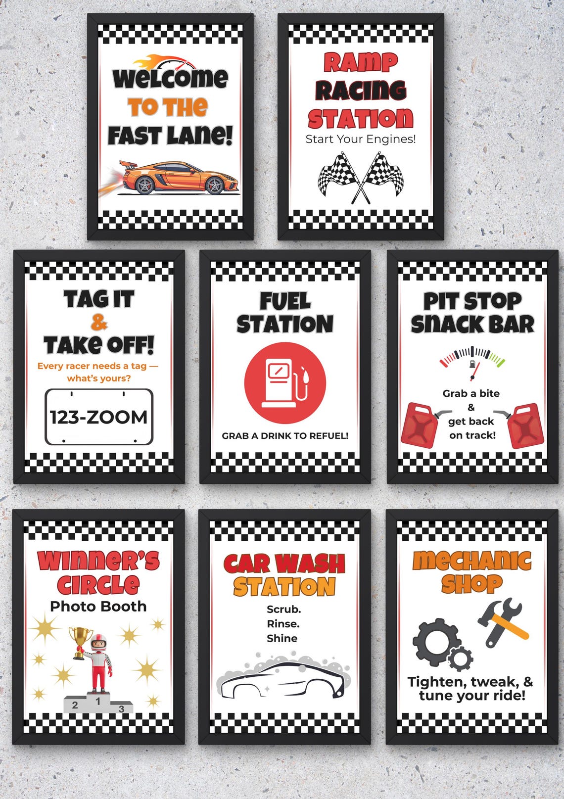 Race Car Birthday Party Printable Signs Bundle (digital Download) - Etsy