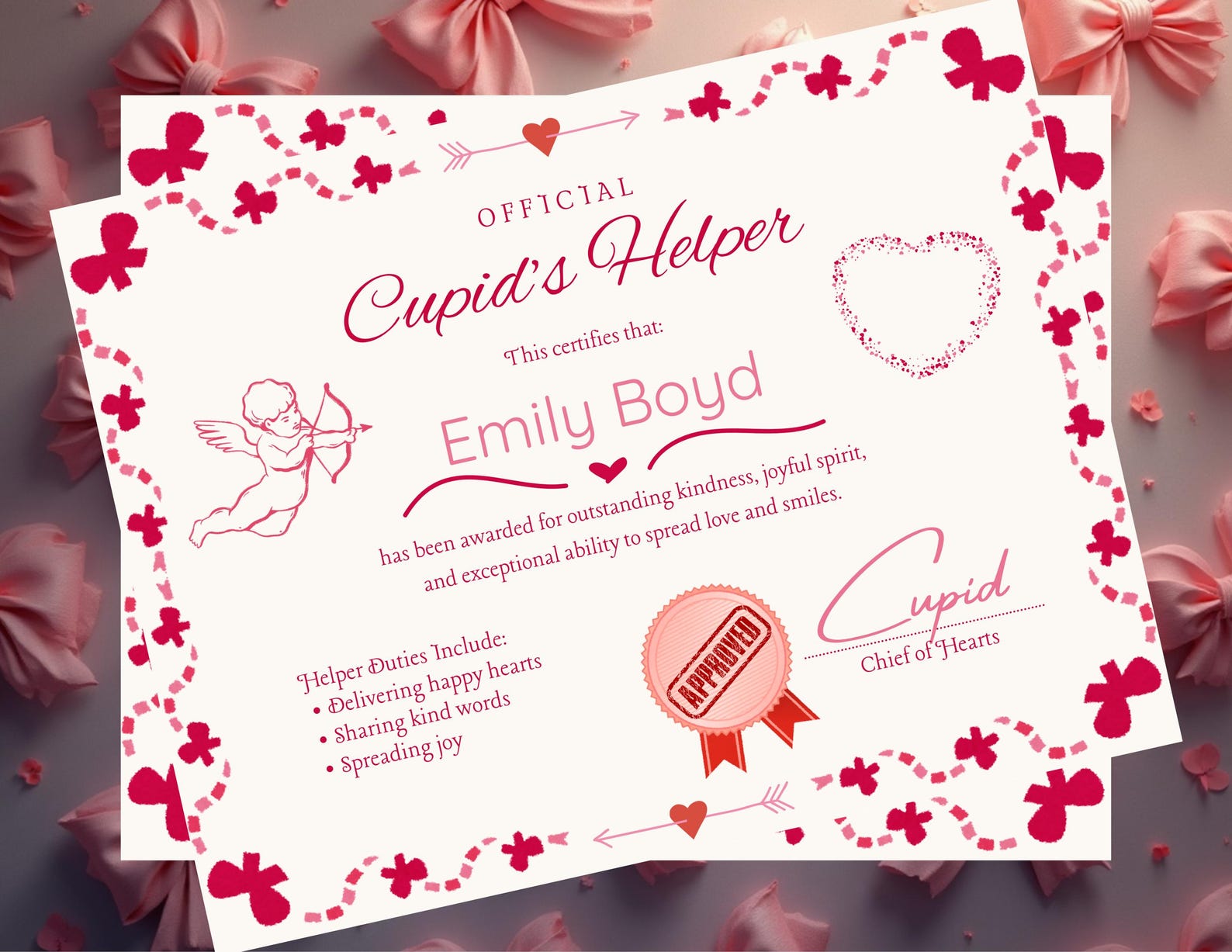 Editable Cupid Helper Certificate, Valentine's Day Gift (canva Template ...