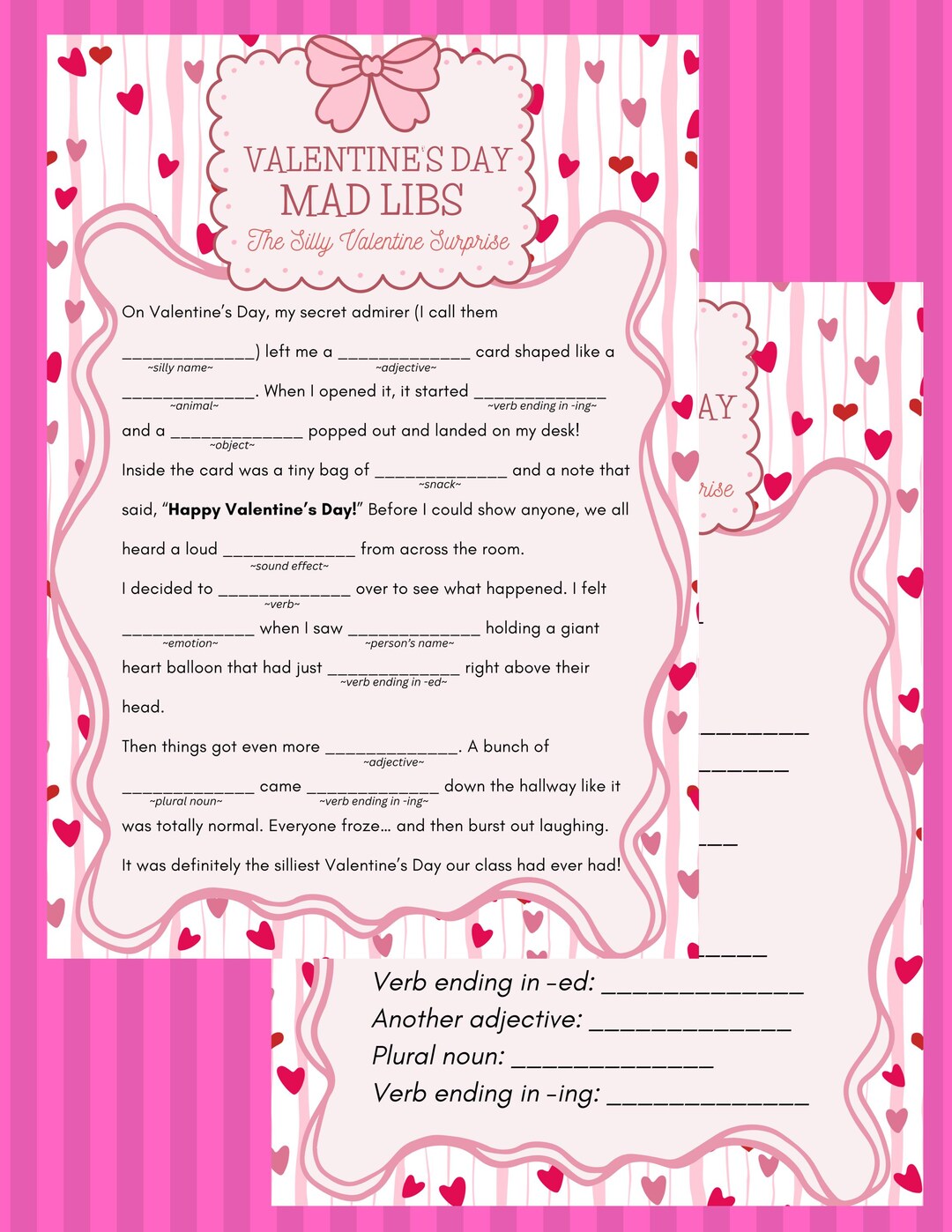 Valentine's Day Mad Libs – Funny Kids Classroom Activity (PDF Printable ...