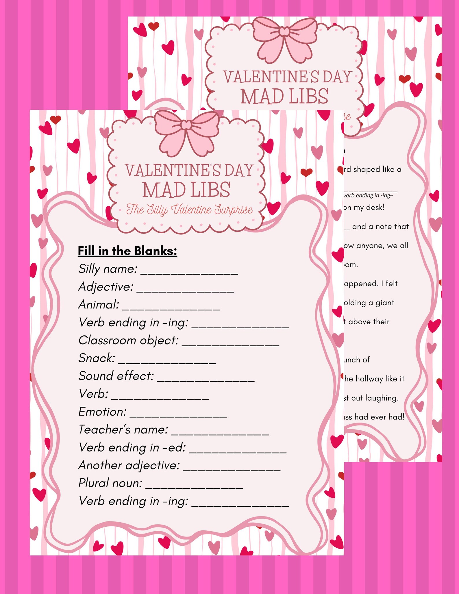 Valentine's Day Mad Libs – Funny Kids Classroom Activity (PDF Printable ...