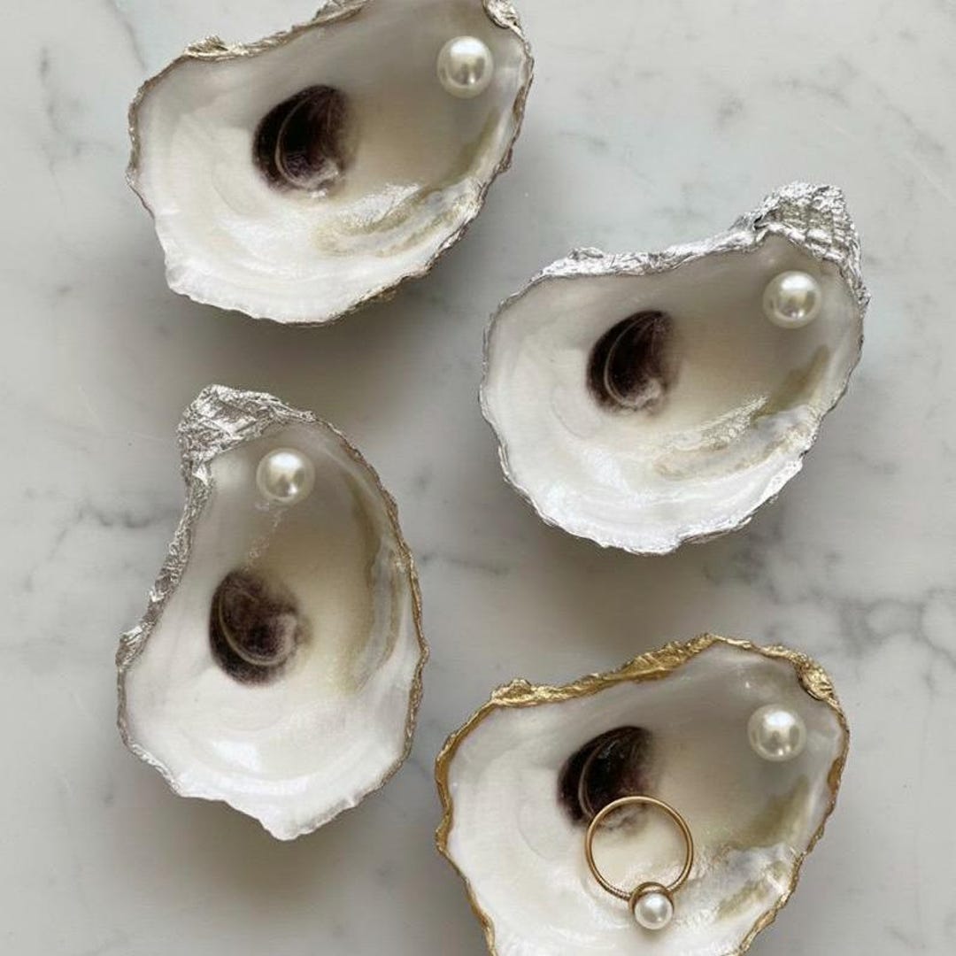 Pearl Oyster Beach Coastal Shell Jewelry Ring Trinket Dish Tray - Etsy