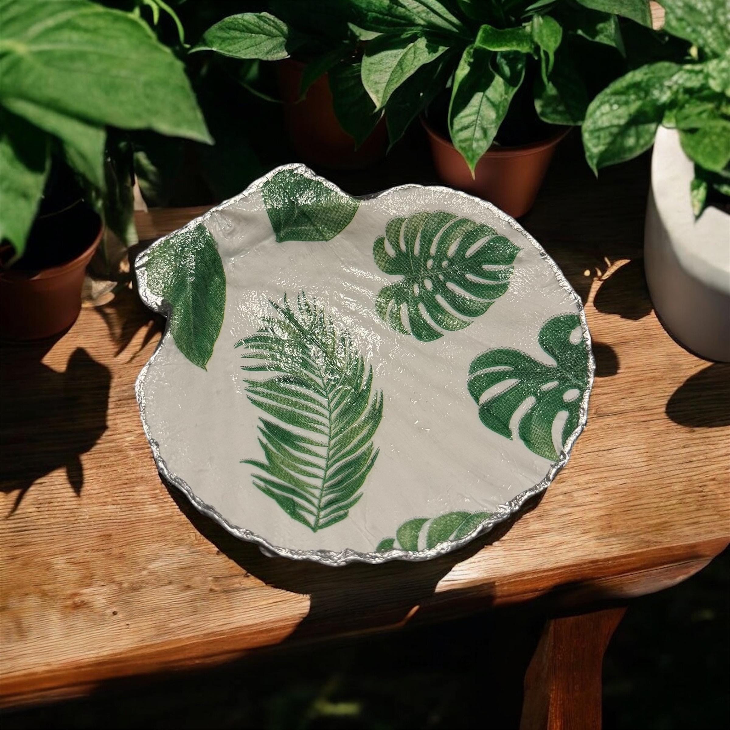 Monstera Plant Greenery Scallop Clam Shell Jewelry Trinket Catch All ...