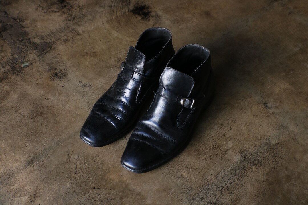 10 1/2 Men's Black Leather Ankle BOOT / Mod Boots / Vintage Dress Boots ...
