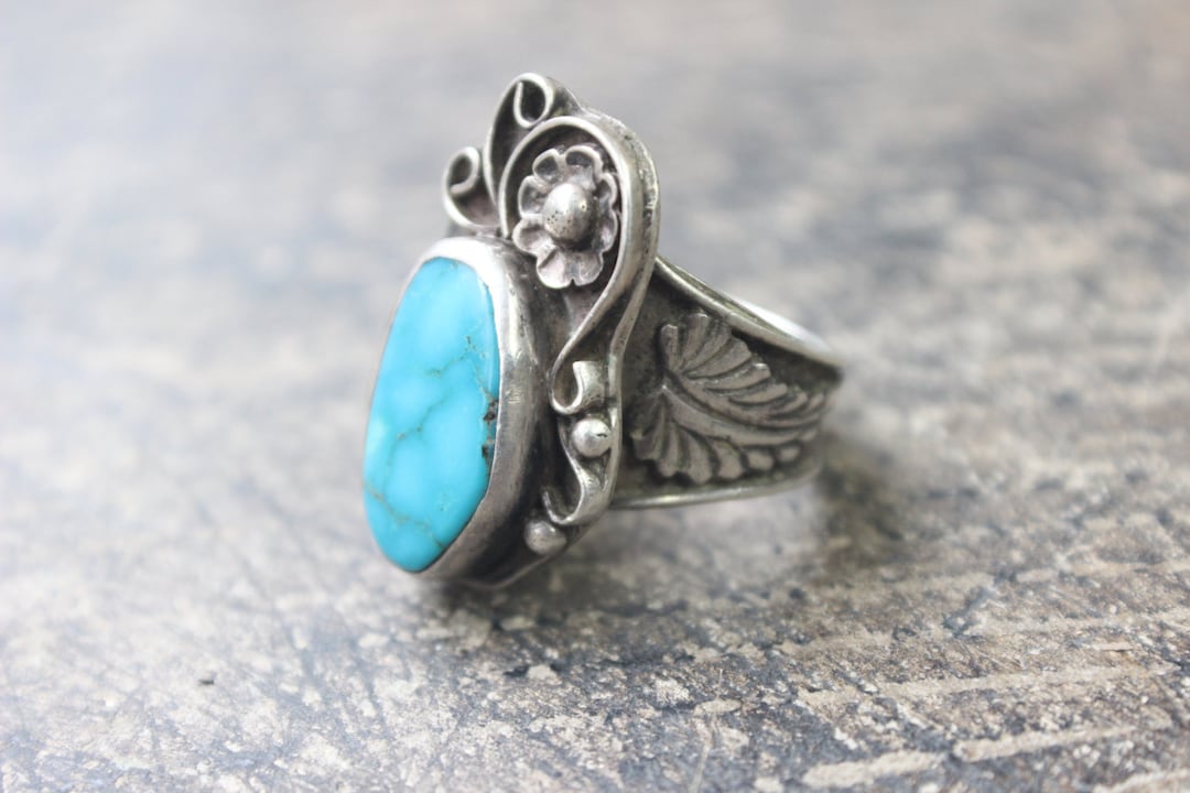 1970's Southwest RING / Vintage Sterling Blossom Jewelry / Bohemian ...