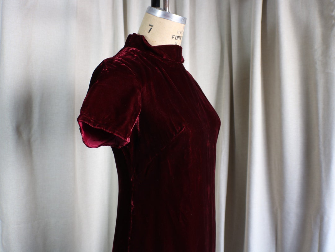 Red Velvet Maxi Dress / Dark Red Vintage Gown / Women's Small - Etsy