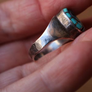 Turquoise Inlay RING / Hummingbird Design Jewelry / Zuni Amy Quandelacy ...