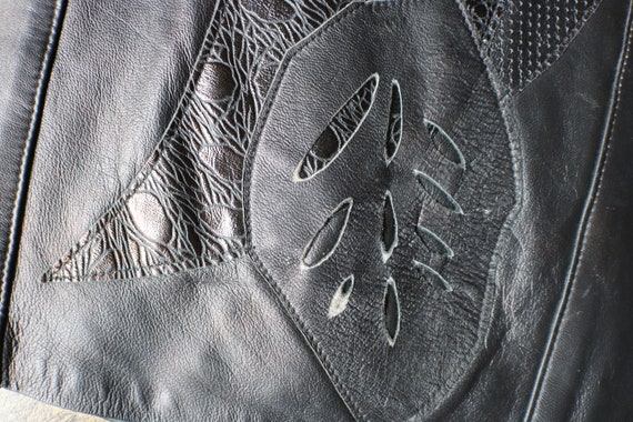 Black Leather Skirt / Patchwork Leather Pencil Skirt … - Gem