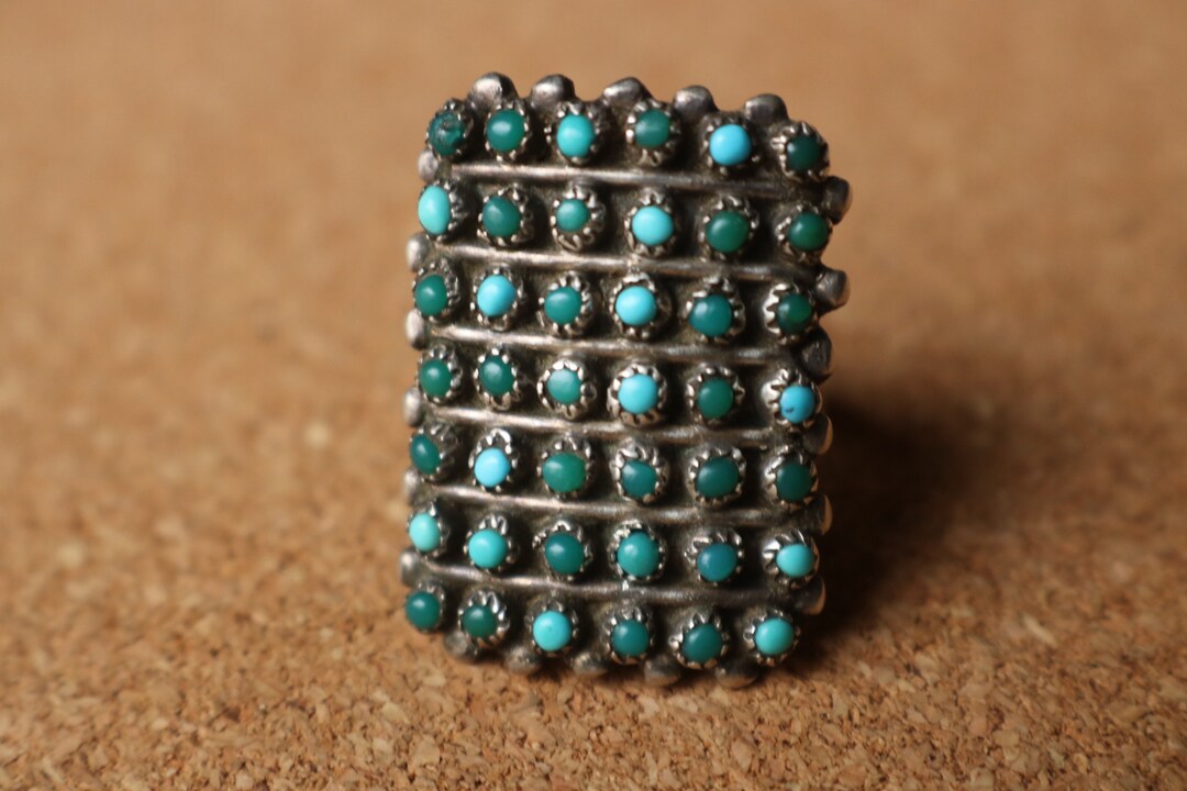 Turquoise Cluster RING , Snake Eye Turquoise Ring , Early Sterling ...