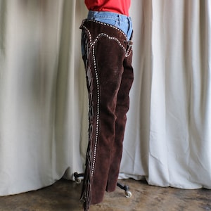 Fringed Leather Chaps / Vintage Western Women's Chaps / Brown Suede ...
