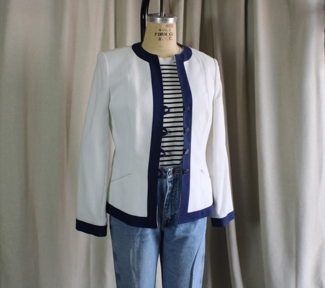 Two Tone Blazer , Vintage White and Blue Jacket - Women's Small - Etsy