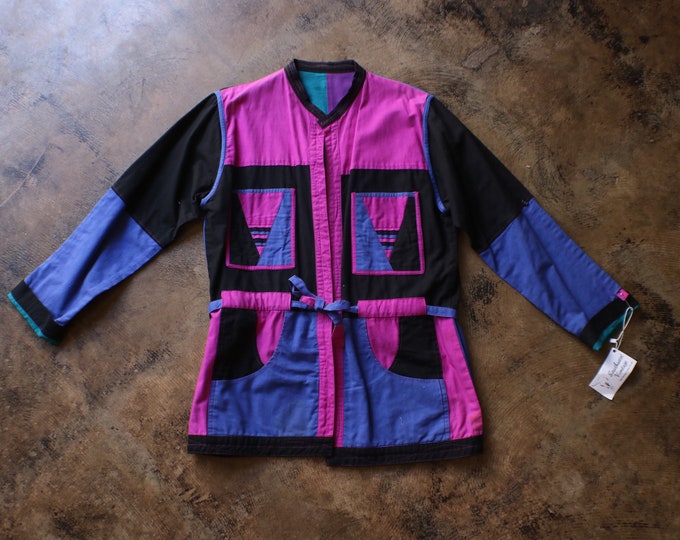 Quilted Jacket / Reversible Color Block Patchwork JACKET / Light Weight ...
