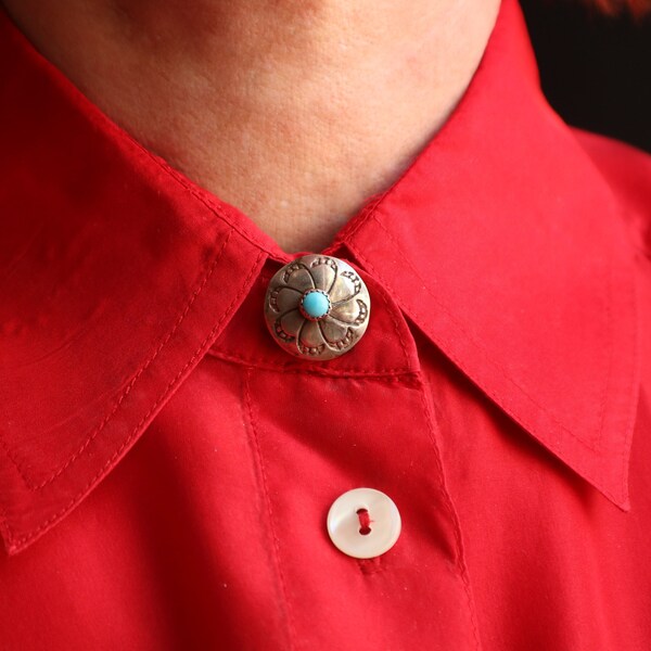 Sterling Silver Turquoise Buttons - Etsy