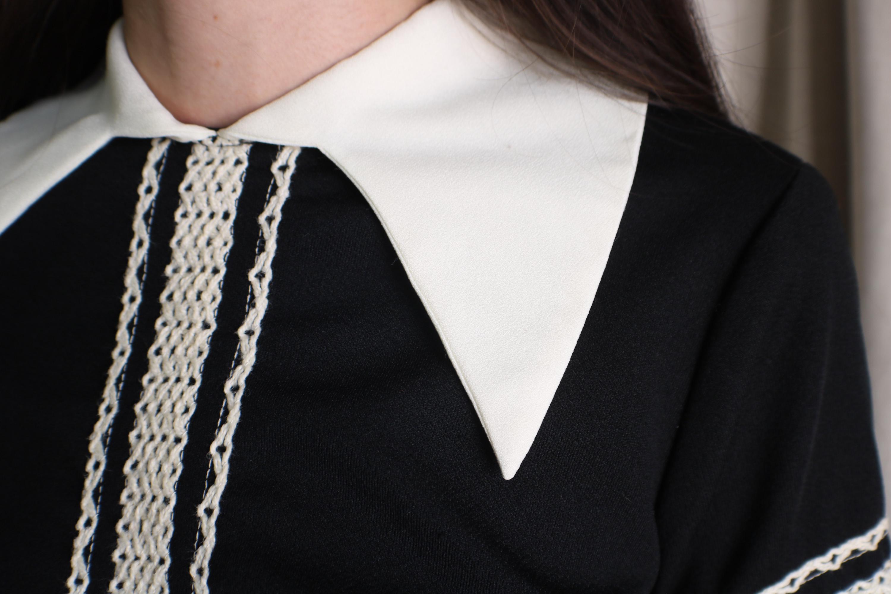 1960's Black and Cream Dress , Vintage Barrymore Collar Dress , Women's ...
