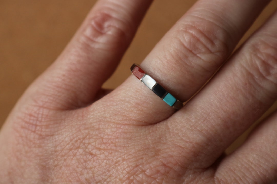 Multi Stone Stacking RING / Colorful Southwest Ring / Sterling ...