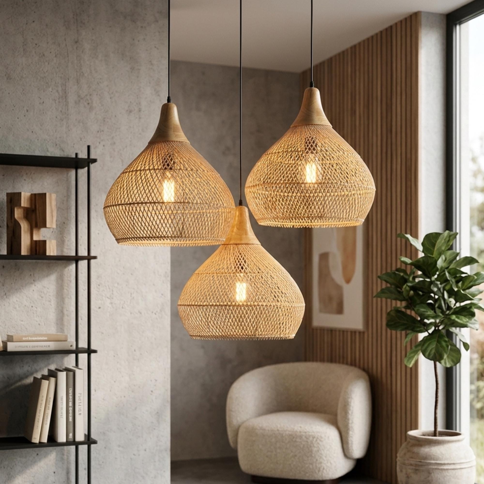 Woven Rattan Lampshade – Rustic Pendant Ceiling Light Shade - Etsy