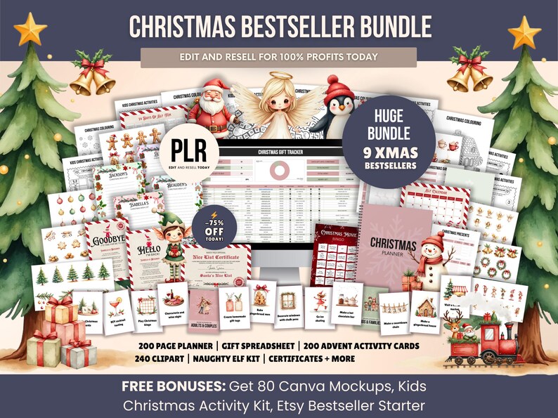 Christmas Bestseller PLR Bundle | 9 Christmas Printables Business in a ...