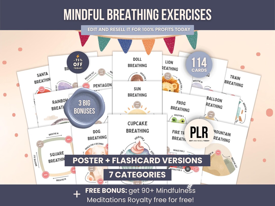 Mindfulness Breathing Exercises Canva Templates PLR | Breathing ...