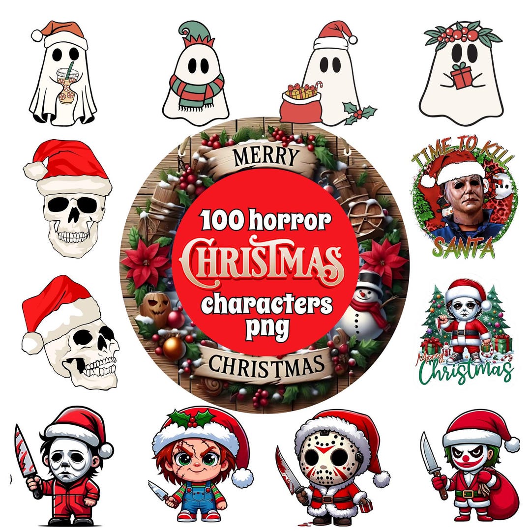 Pack 100 Christmas Horror Png, Christmas Characters Png, Merry ...