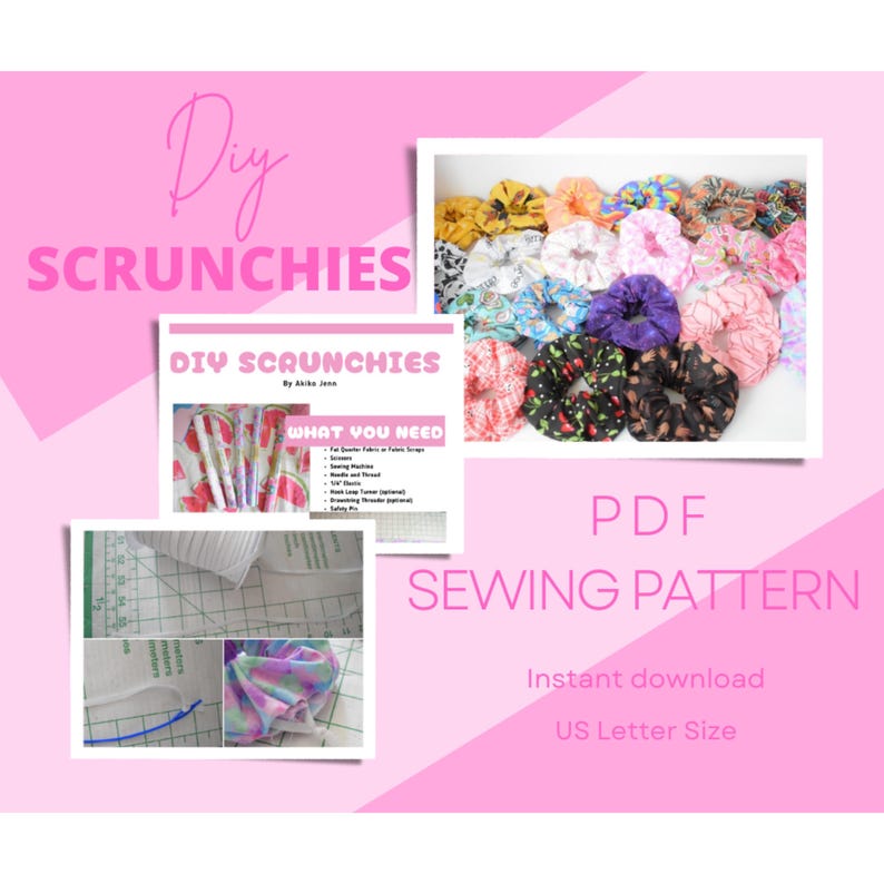 DIY Hair Scrunchies PDF Sewing Pattern - Etsy