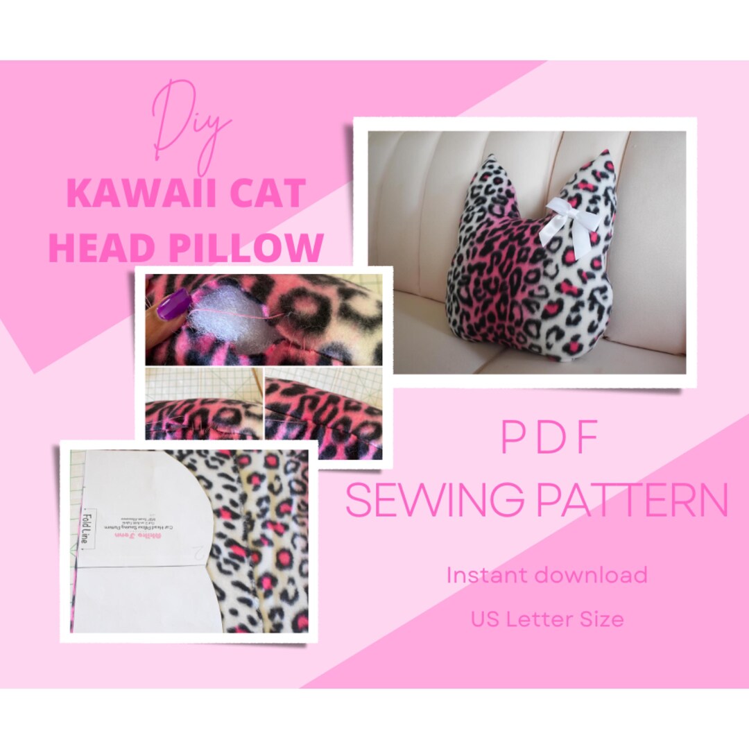 DIY Kawaii Cat Head Pillow - Etsy