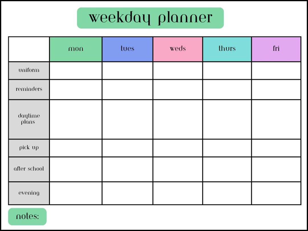 Kids Weekly Planner Printable | Fun & Simple Schedule | PDF Instant ...