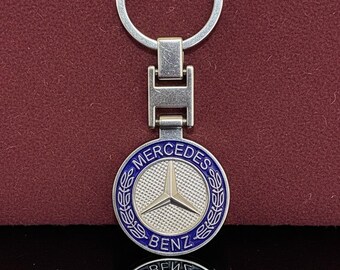 Mercedes Benz 3D New Metal Car Key Chain Ring W/ Blue Inlay - Etsy