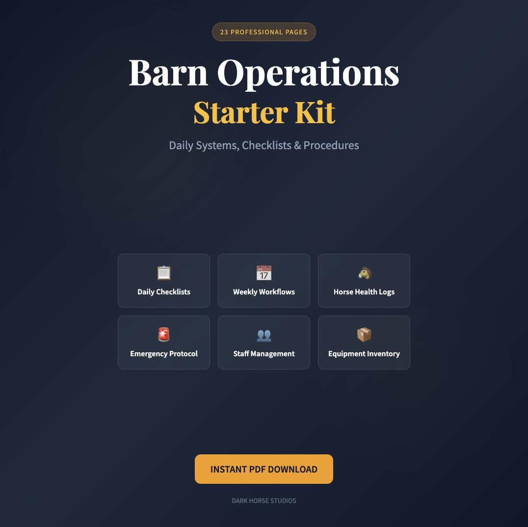 Barn Management Planner Printable | Horse Stable Checklists | Boarding ...