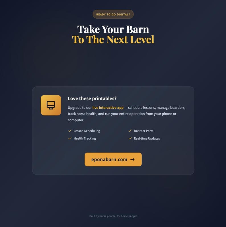 Barn Management Planner Printable | Horse Stable Checklists | Boarding ...