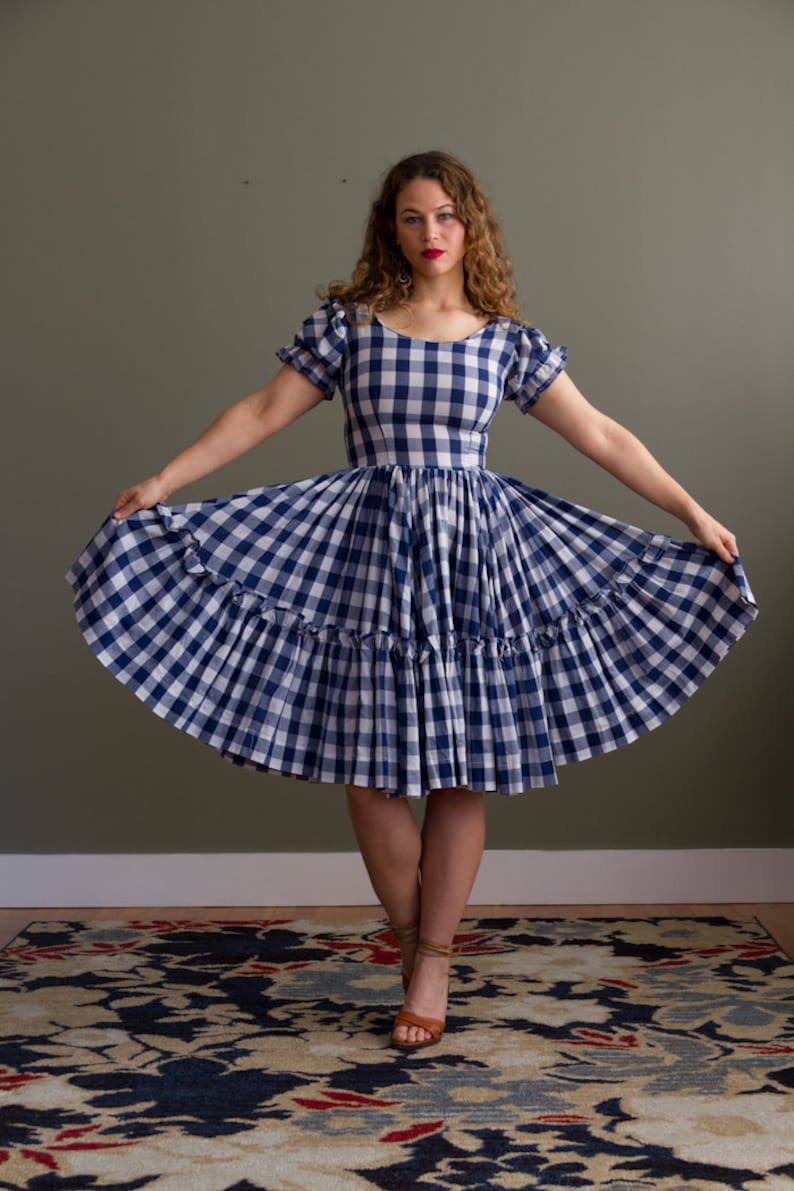 1950s Dress Gingham dress with full skirt M | Etsy