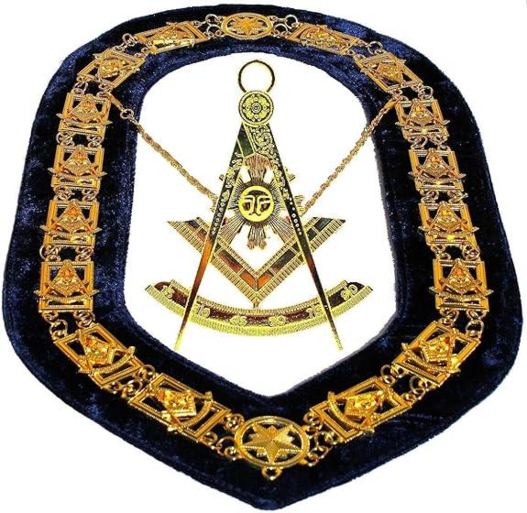 Masonic Past Master Gold Chain Collar Blue Backing + Pendant - Etsy