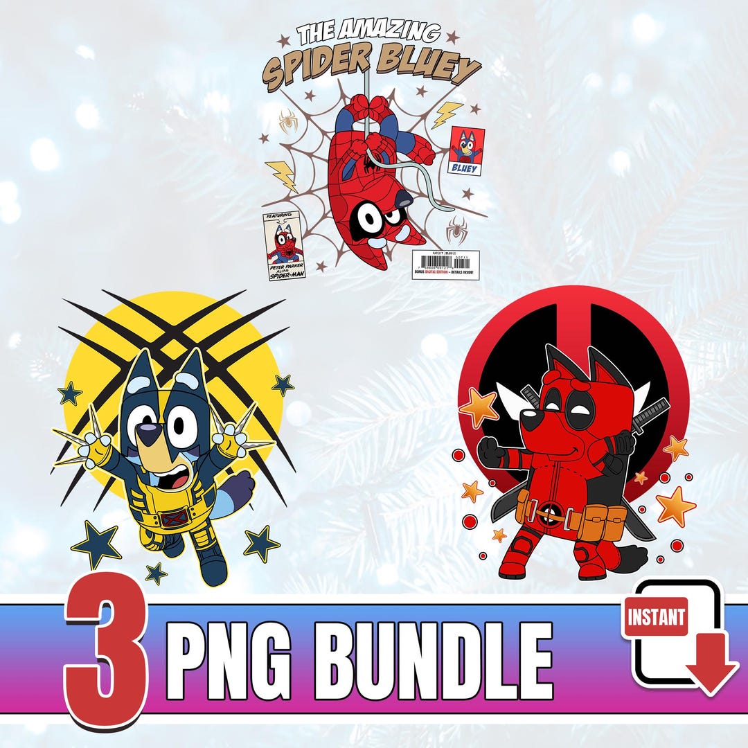 Bluey Super Heroes Funny Design Png, Bluey Spiderman Png, Bluey ...