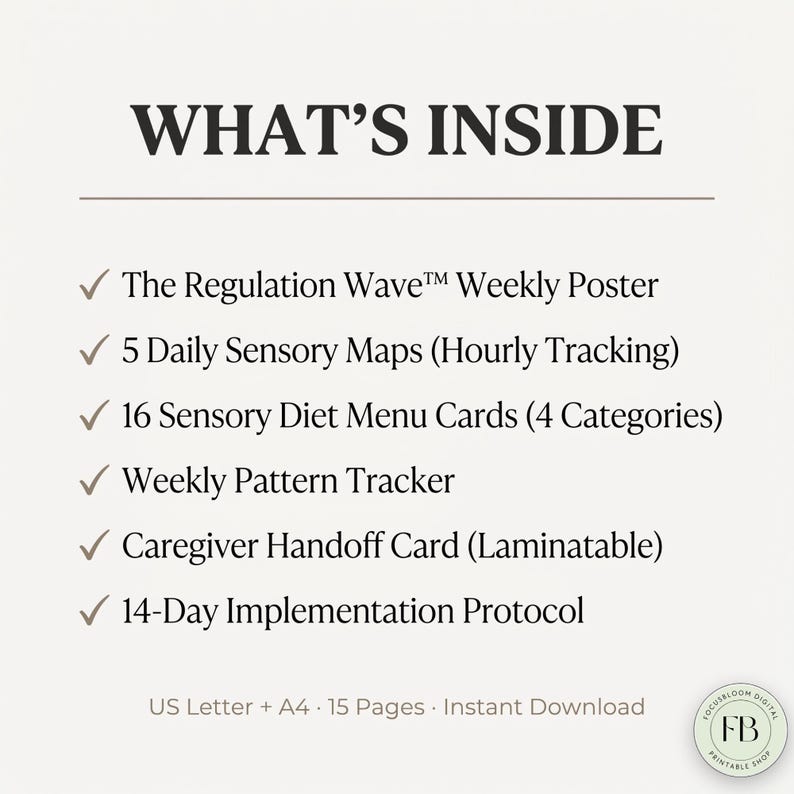 Visual Schedule Autism Sensory Diet | ADHD Arousal Regulation Printable ...