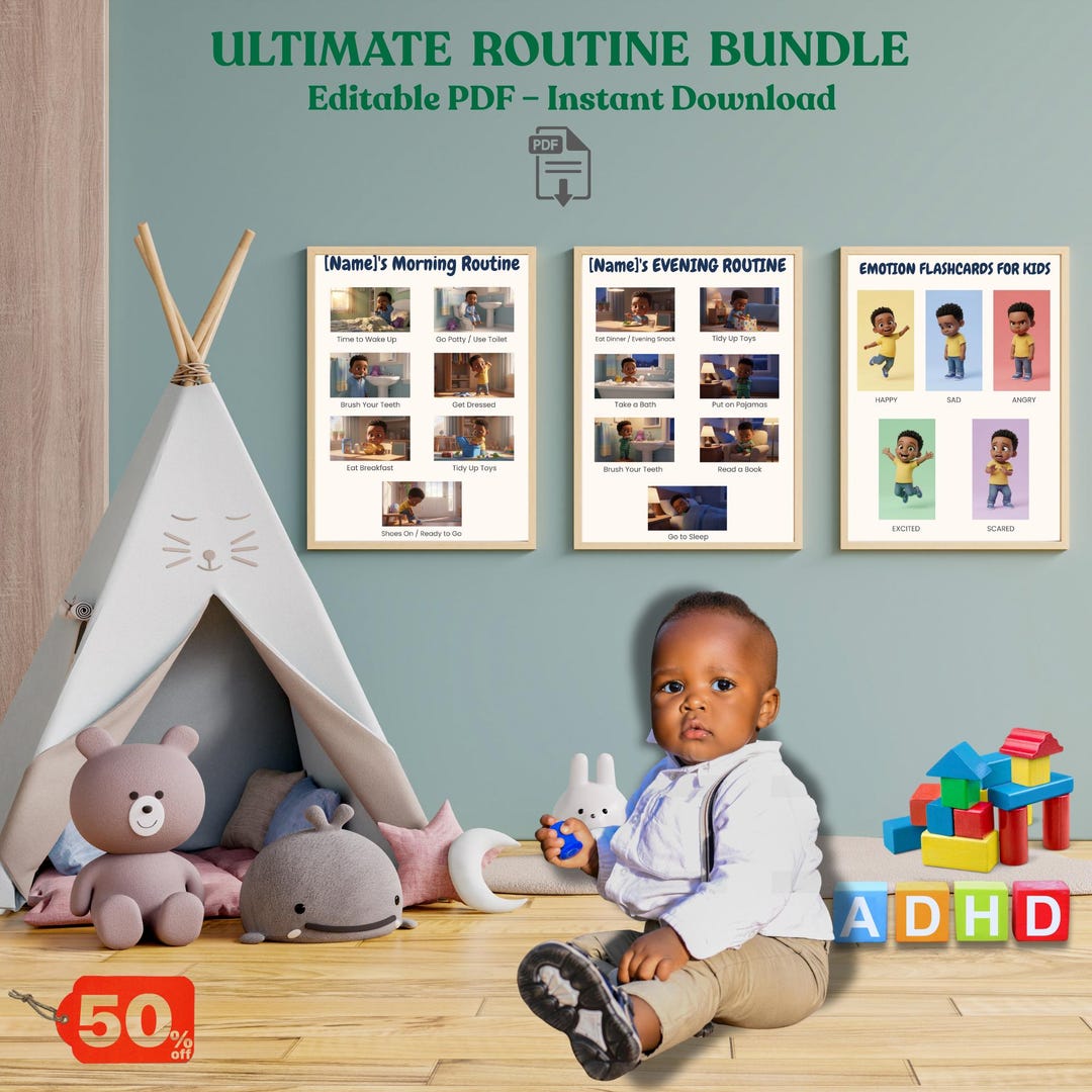 Black Boy Daily Routine Chart | African American Visual Schedule | ADHD ...