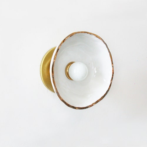 White and Gold Sconce Wall Light Modern White Sconce Vanity - Etsy