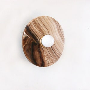 Chocolate Calcite Minmalist Sconce Onyx Round Light Fixture Chocolate ...