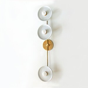 White Ceramic and Brass Triple Wall Fixture Light Triple White Sconce ...